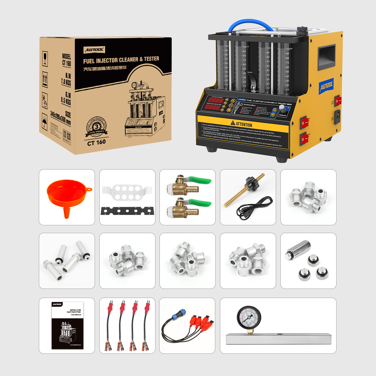 【Local Stock】AUTOOL CT160 Fuel Injector Cleaner Machine For Car Fuel ...