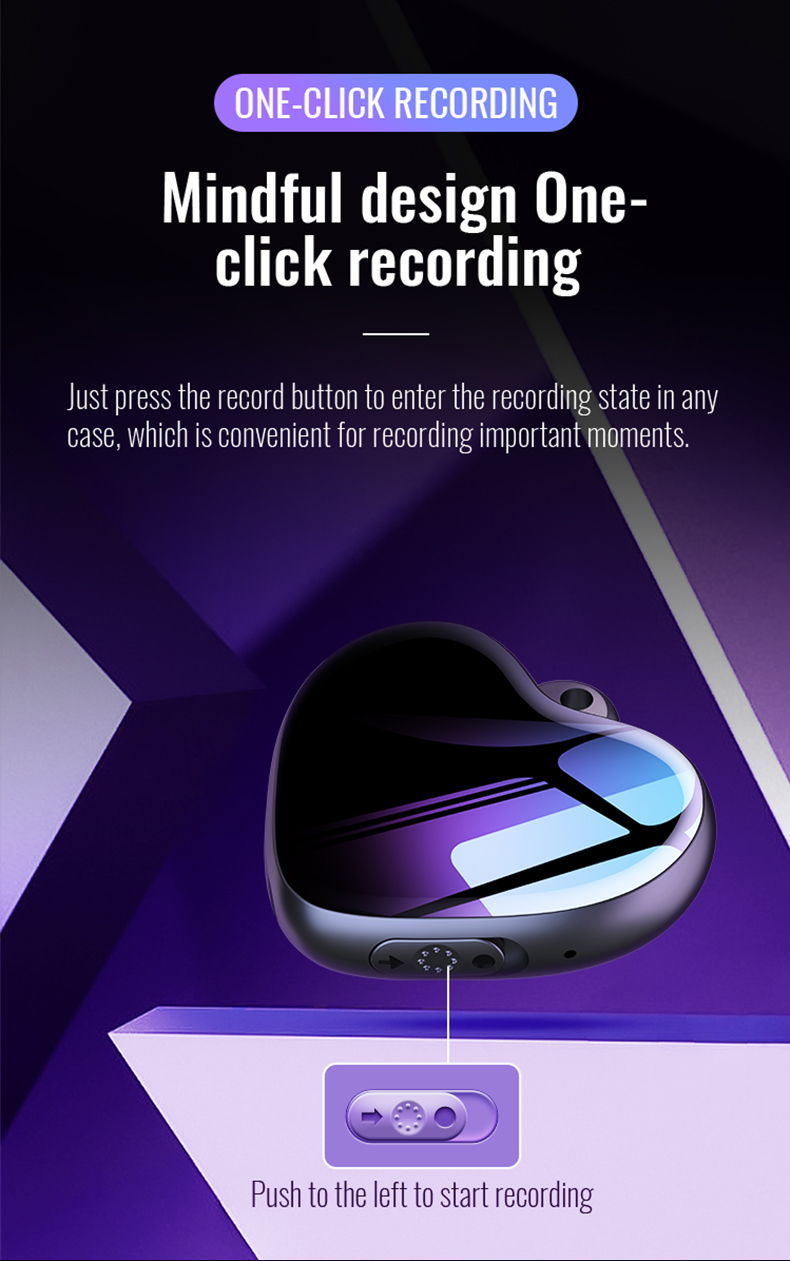 Mini Voice Activated Recorder Necklace Digital Audio Recording Keychain ...