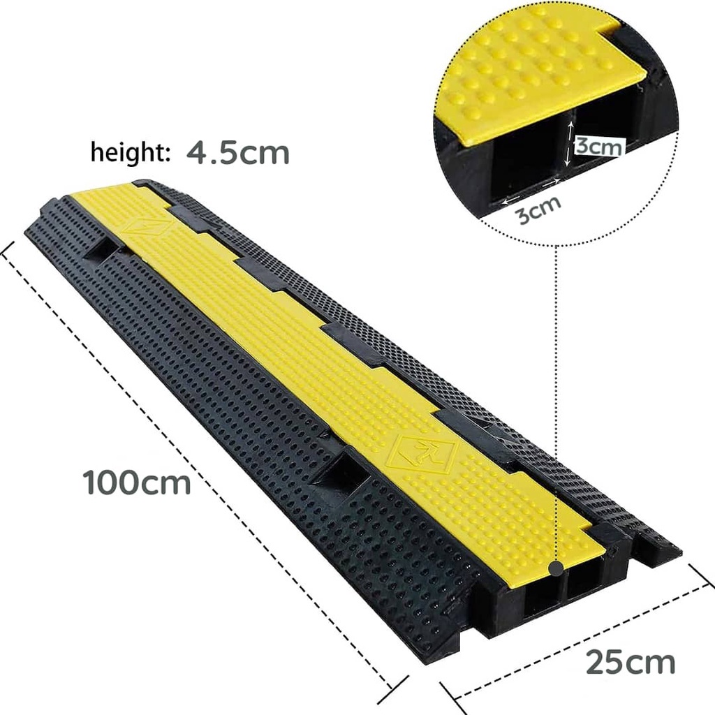 1 METER 1 CHANNEL YELLOW SAFETY PVC CABLE & HOSE PROTECTOR RAMP FLOOR ...