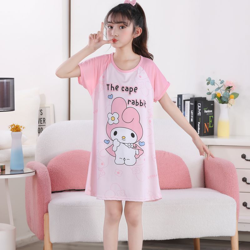 Girl Nightdress Sleeping Gown Cute Home Wear Kids Lightweight Nightwear ...