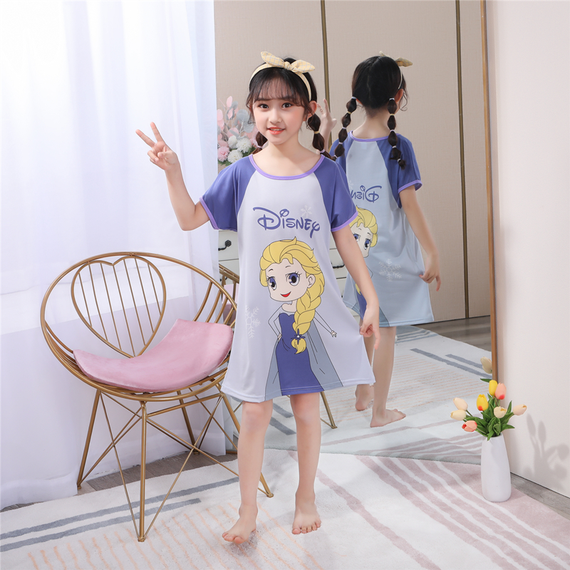 Girl Nightdress Sleeping Gown Cute Home Wear Kids Lightweight Nightwear ...