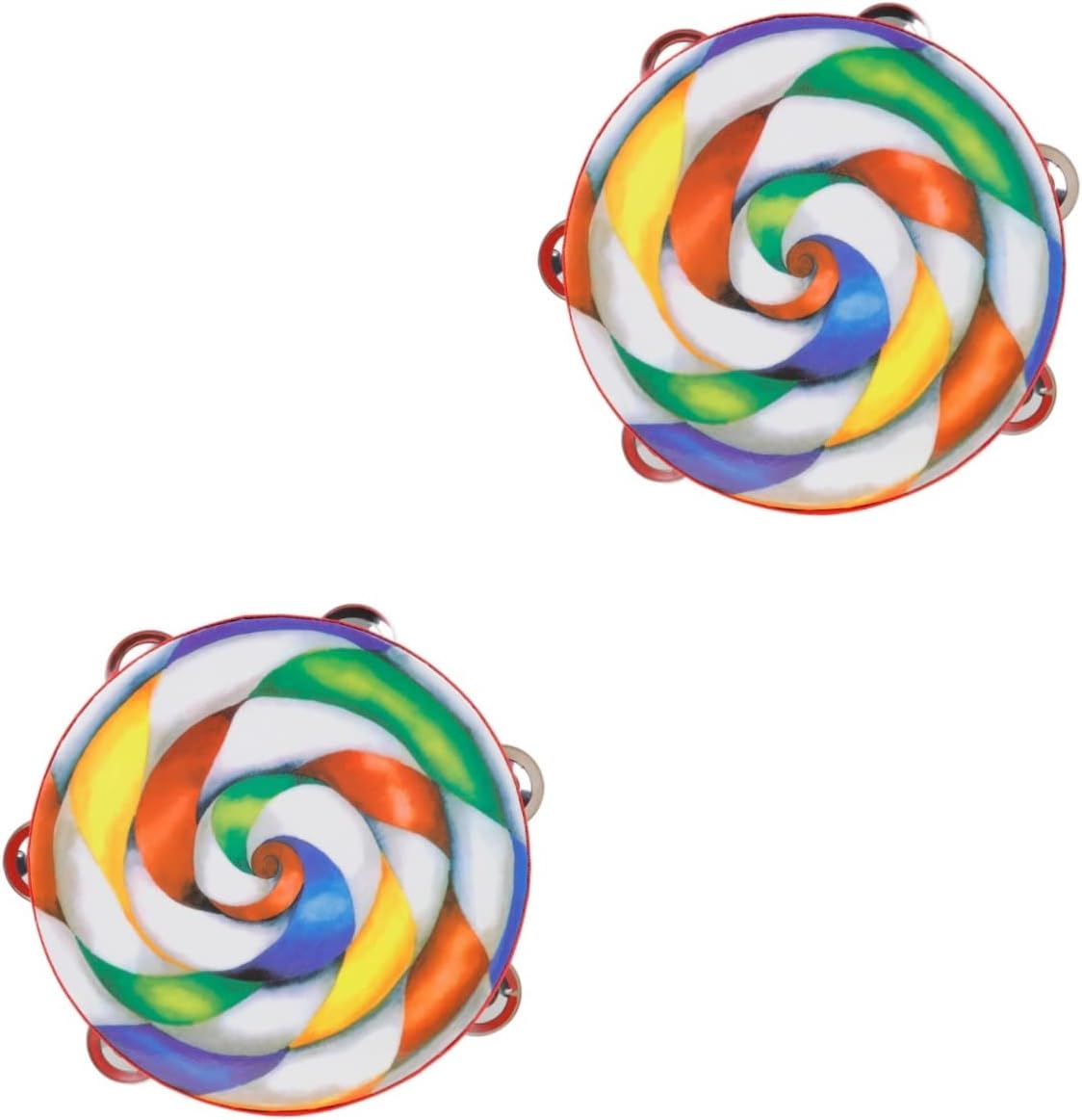8/10-inch Lollipop Pattern Tambourine With Single Row Metal Jingle ...
