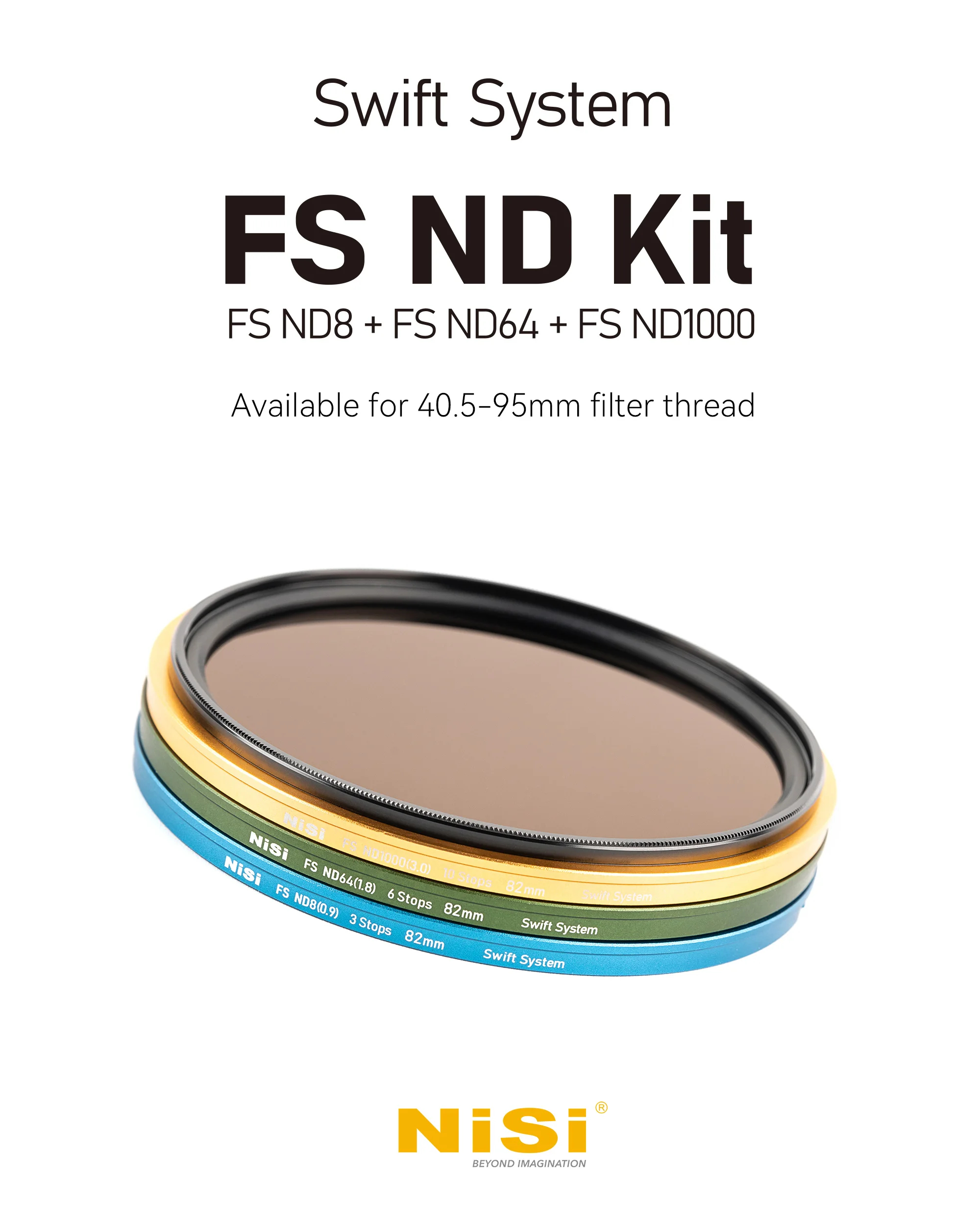 NiSi Swift System FS ND kits, FS ND8+FS ND64+ND1000 3.0+GND0.9+Lens Cap Pouch with 40.5-95mm ...