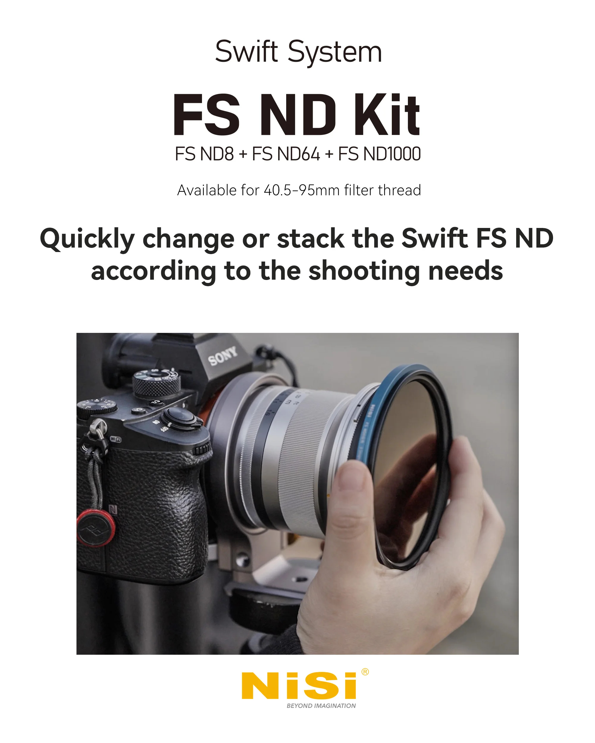 NiSi Swift System FS ND kits, FS ND8+FS ND64+ND1000 3.0+GND0.9+Lens Cap Pouch with 40.5-95mm ...