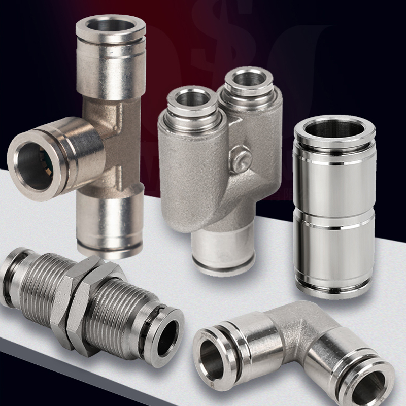 304 Stainless Steel Pneumatic Quick Connector Pneumatic Air Pipe Cross ...