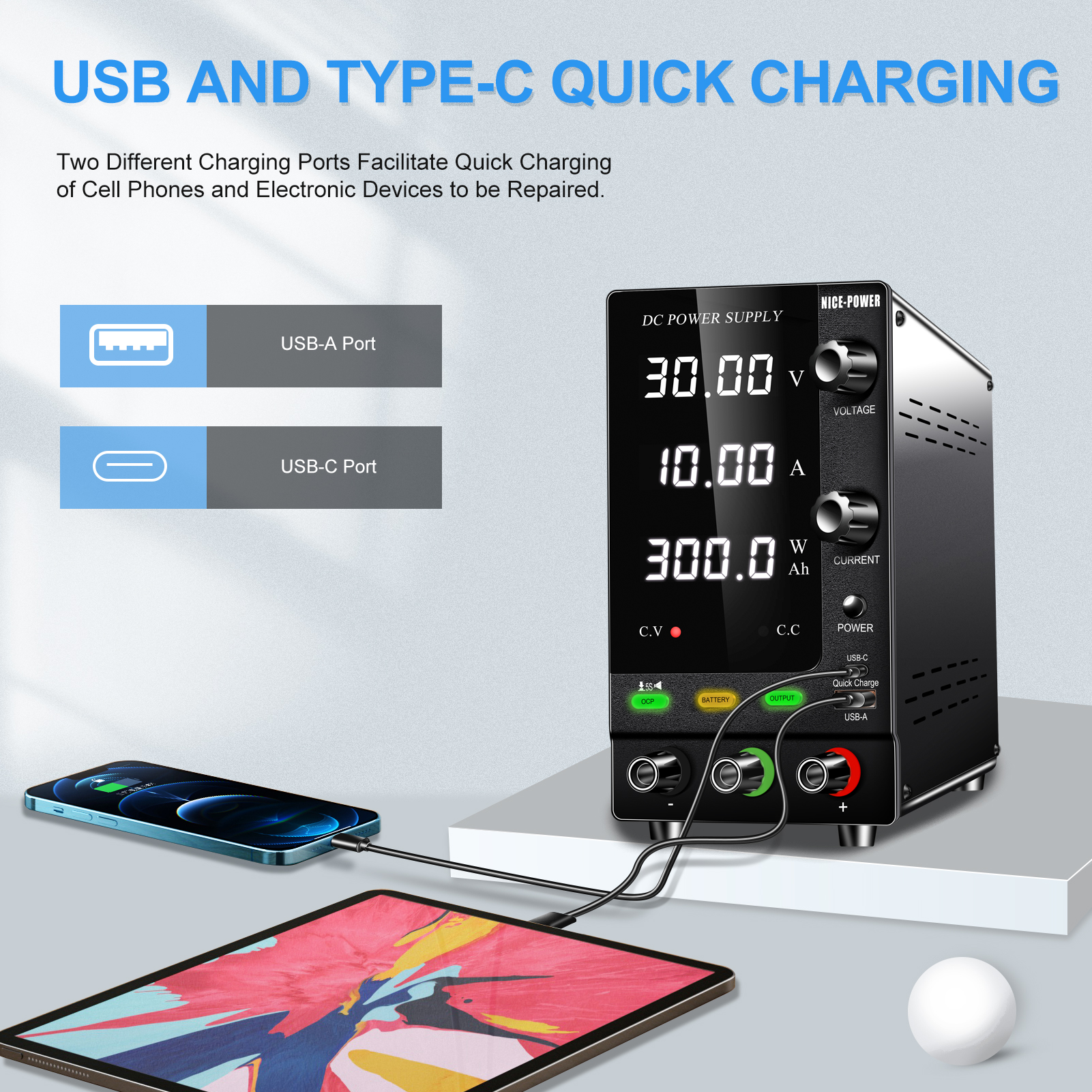 NICE POWER Adjustable Variable Portable Lab Power Supply Switching DC ...