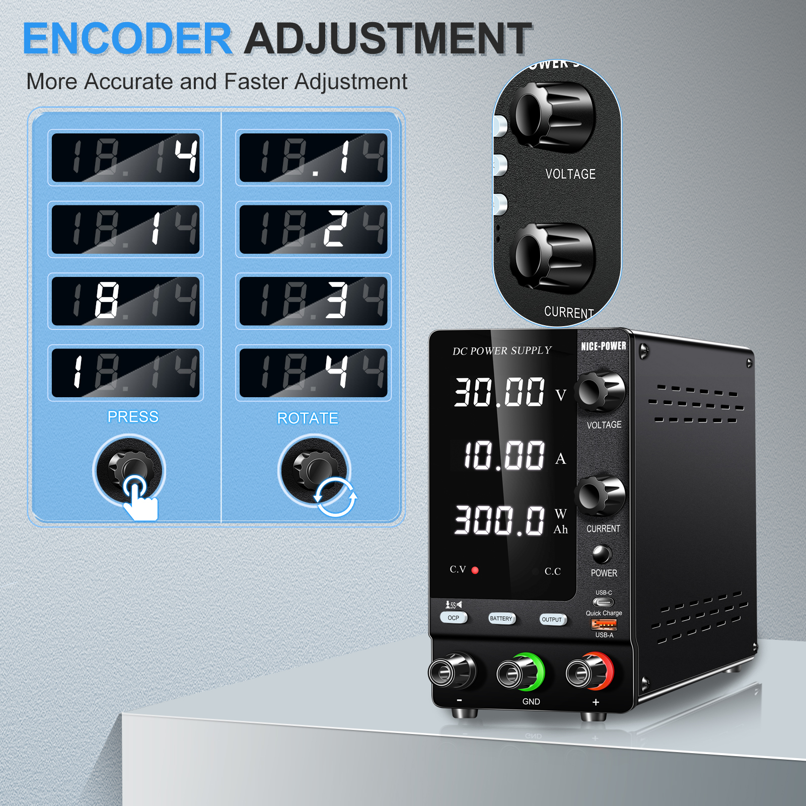 NICE POWER Adjustable Variable Portable Lab Power Supply Switching DC ...