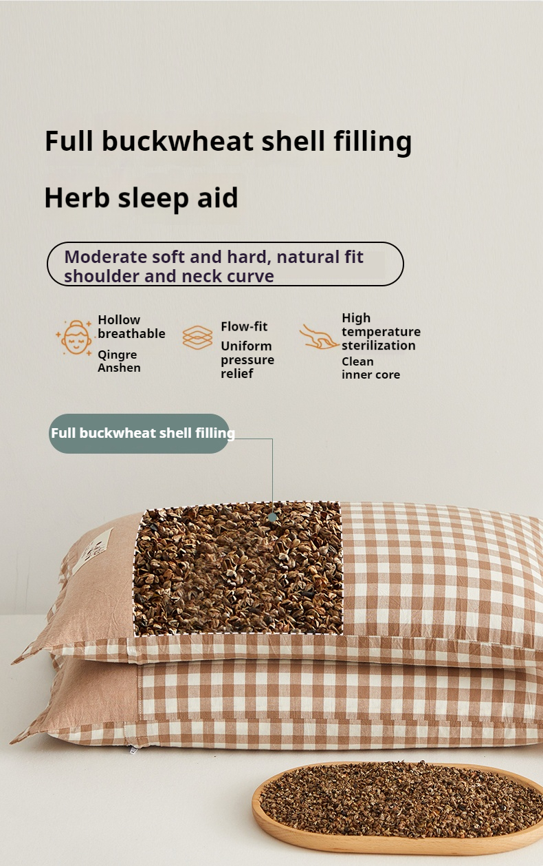 Bantal tidur soba Buckwheat Husks Pillow Washed Cotton Cervical Pillow ...