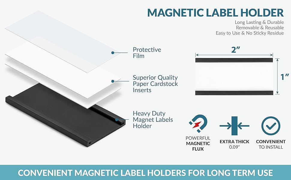 Magnetic 'C' Channel Label Holders for Metal Racks and Shelves with ...