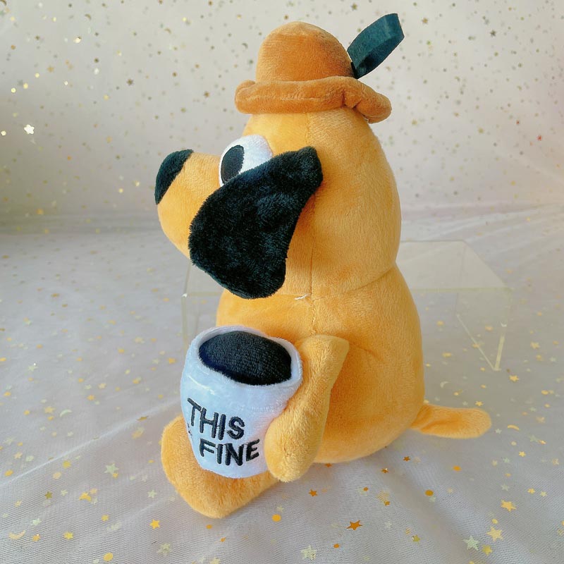 25cm This Is Fine Meme Coffee Dog Plush Toy Soft Stuffed Doll Stuffed ...