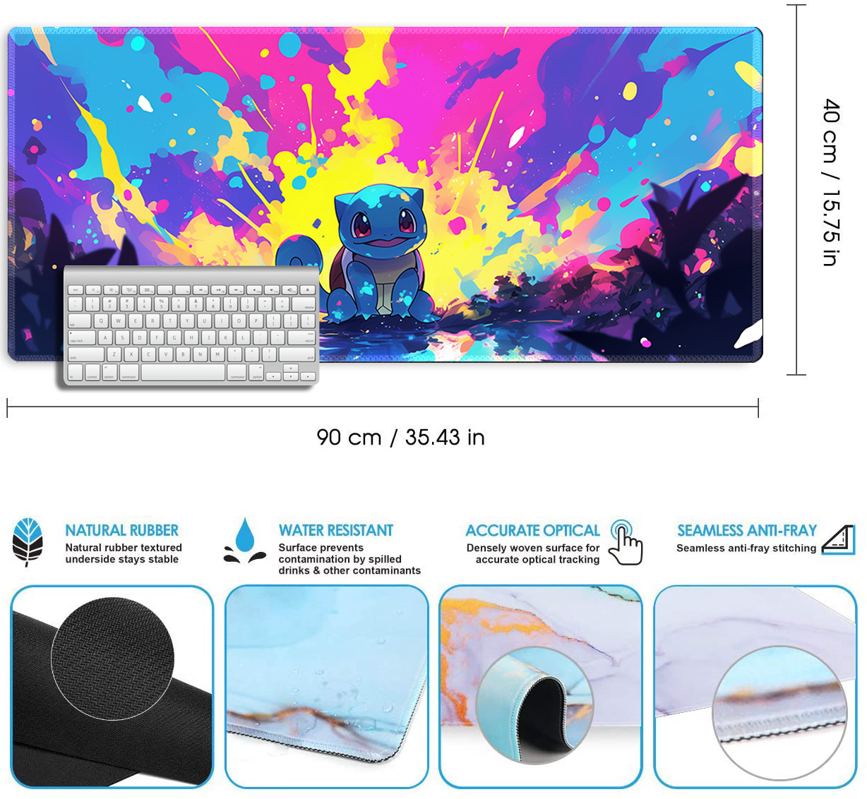 Pokemon Squirtle Mouse Pad Super Coupe Pattern Non-slip Keyboard Mat ...