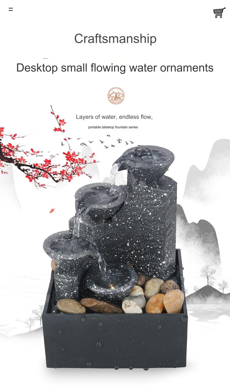 [Voll]USB Water Fountain Desktop Flowing Water Waterfall With Led Light ...