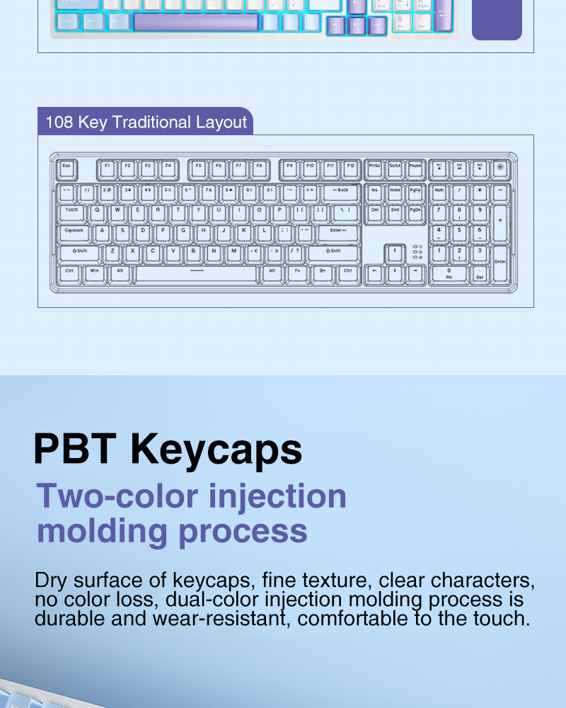HP GK600FS 99 keys Wired Mechanical Keyboard Full Key Hot Swappable Ice ...