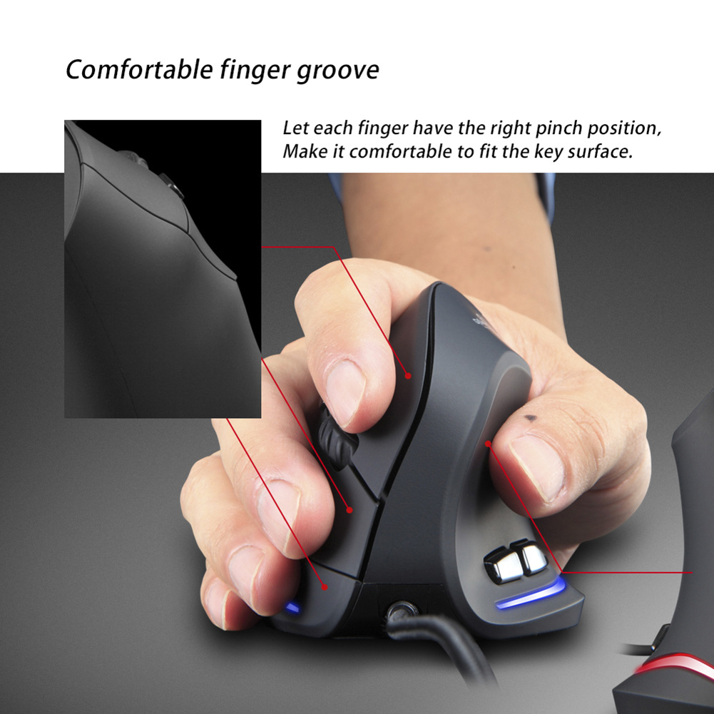 Wired Vertical Gaming Mouse 7200 DPI Adjustable RGB Backlight USB ...