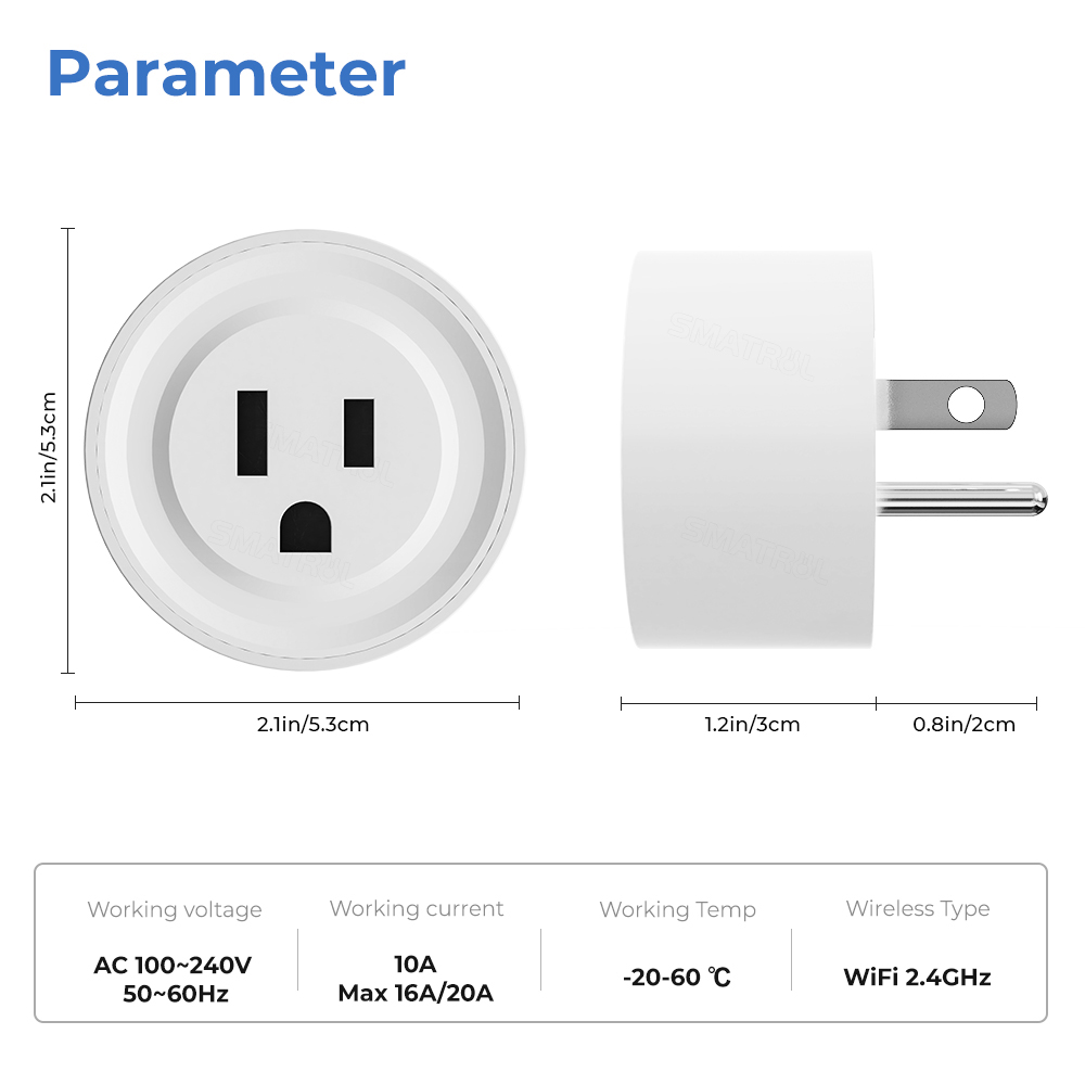 SMATRUL 20A/16A WIFI Smart Plug Tuya WiFi Socket Adaptor US Plug ...
