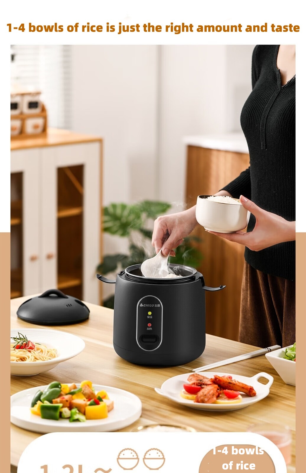 1.2L Mini Rice Cooker Cooking Pot Electric Rice Cooker Non Stick Multi ...