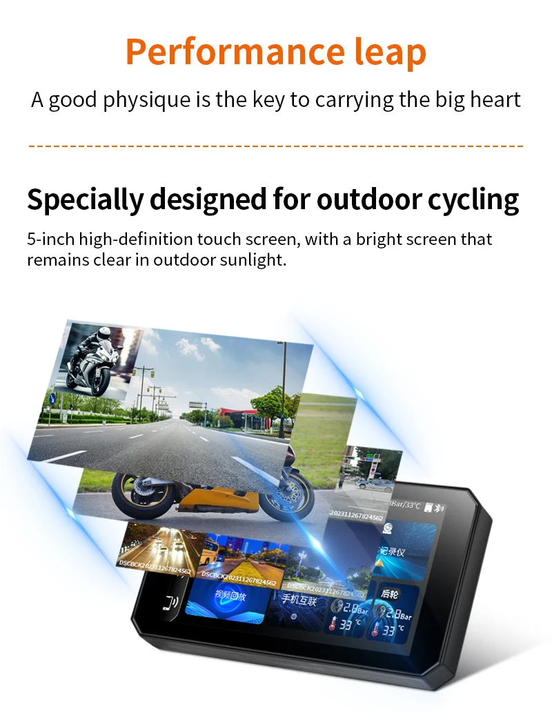 2024 5 Inch 2 lens Motorcycle DVR Recorder 2K Wireless For CARPLAY ...