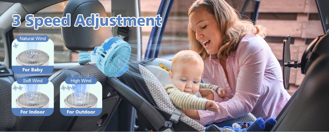 Mini Portable Baby Stroller Fan,3 Speed Personal Handheld Fan,Battery ...