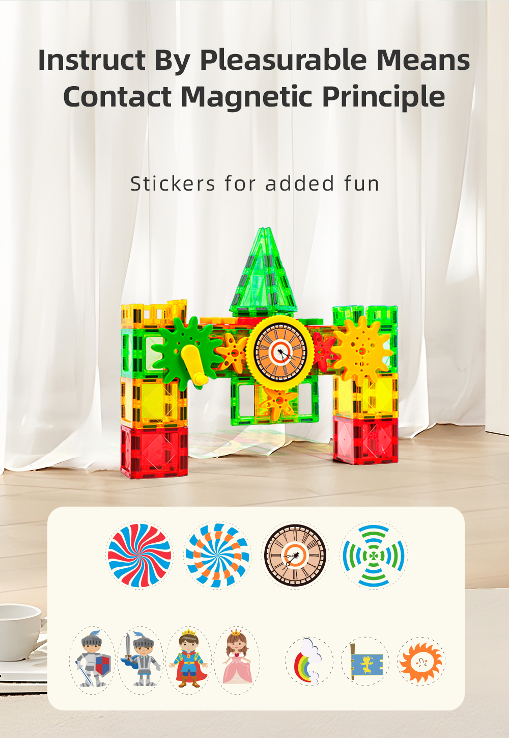 Romboss 80/140pcs Gear Blocks Colorful Window Magnetic Toys Building ...