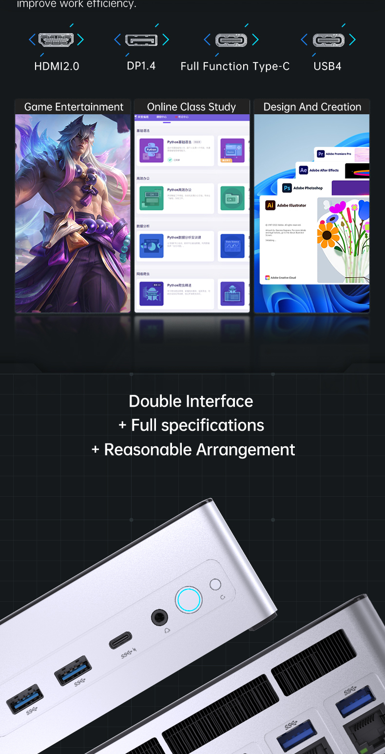 Machenike Mini PC GTX, AMD Ryzen7 8845HS 16G DDR5 RAM 1T SSD PCIE4.0 ...