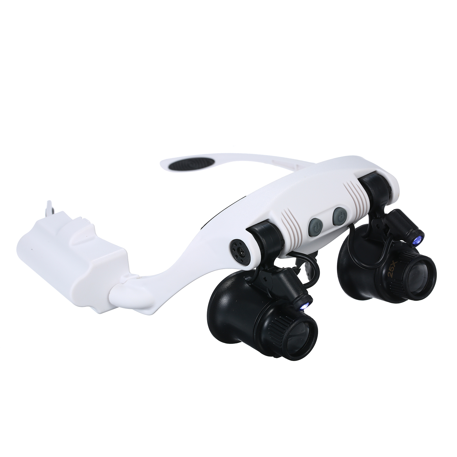 Glasses Magnifier With 2 LED Lights 6 Replaceable Lenses 6X 8X 10X 15X ...