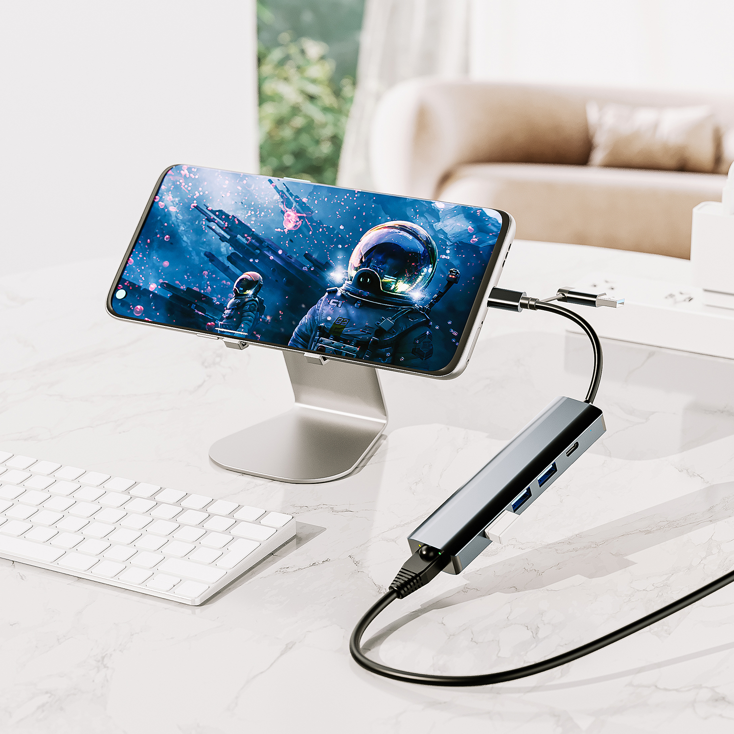 5 in 1 USB C Docking Station Hub Expand Connectivity with RJ45 1000Mbps ...