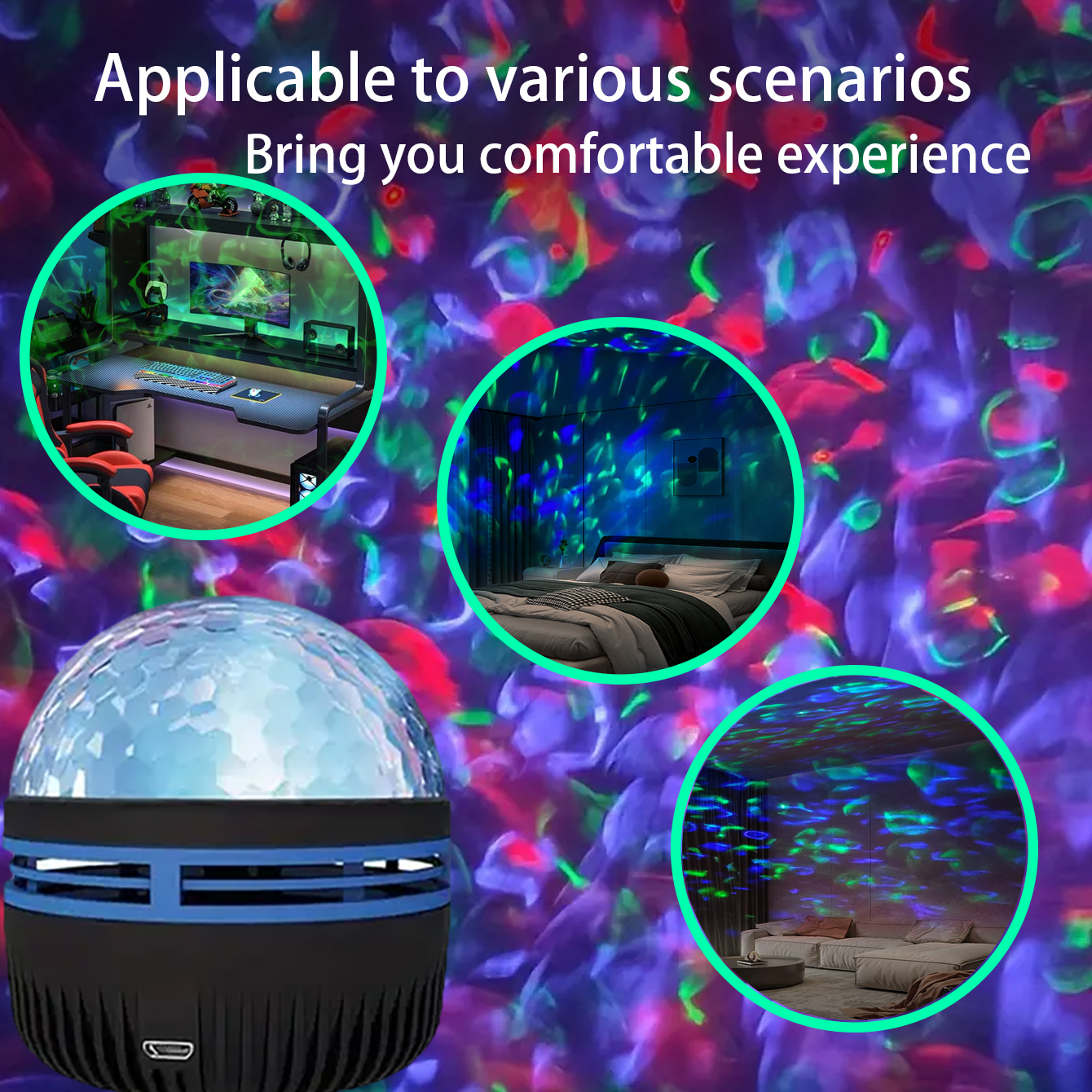 1 Set ABS LED Water Pattern Starry Sky Light, RGB Remote Projection ...
