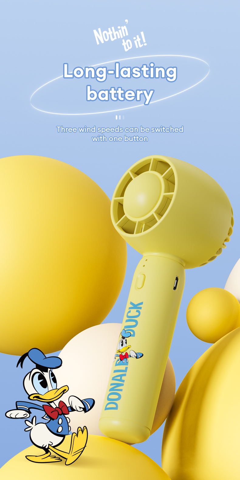 Disney QS-F13 Portable Hand Fan Held Hanging Neck Quiet Large Wind Long ...