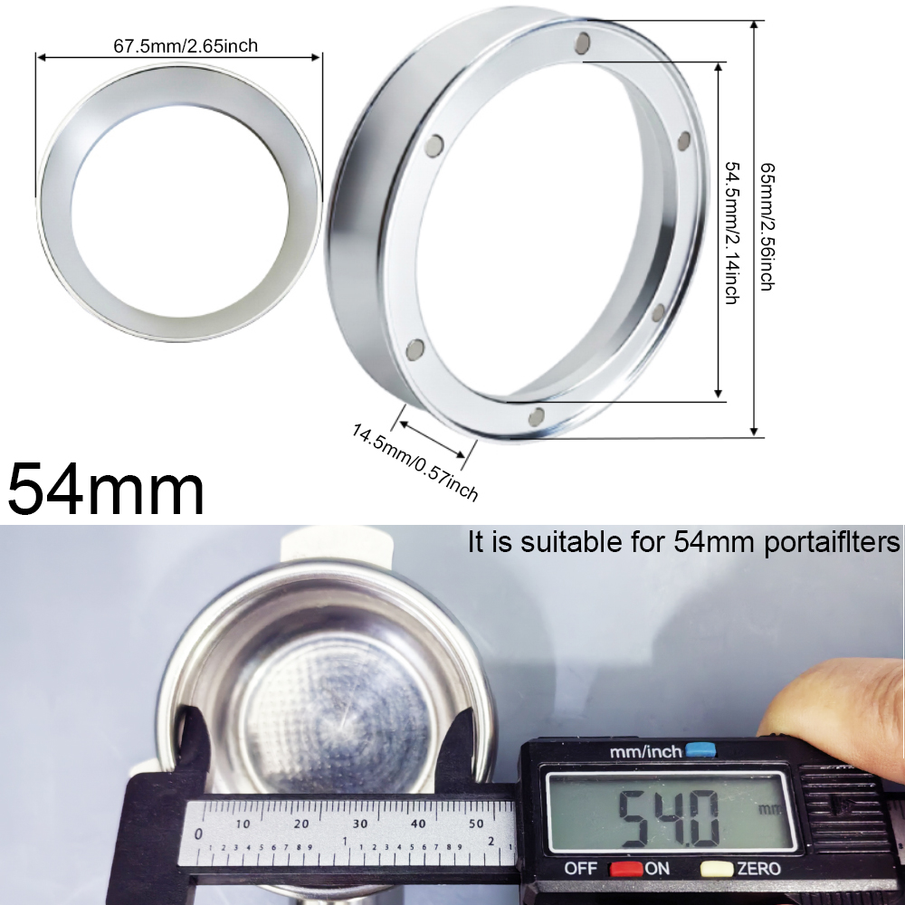 51/54/58mm Espresso Coffee Dosing Ring -Silver/Black Aluminum Dosing ...
