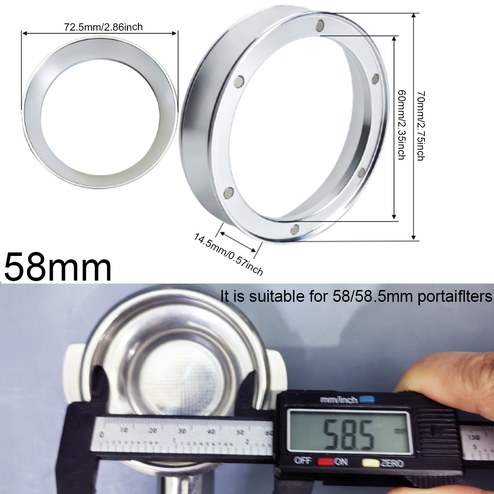 51/54/58mm Espresso Coffee Dosing Ring -Silver/Black Aluminum Dosing ...