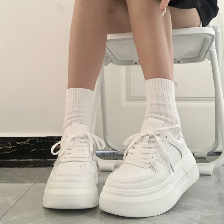 Solid color thick sole small white shoes for women's new college style ...