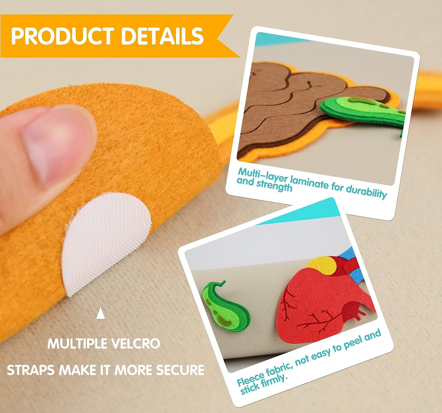 Montessori Body Parts Set Felt Board Stories Teaching Book For Toddlers ...