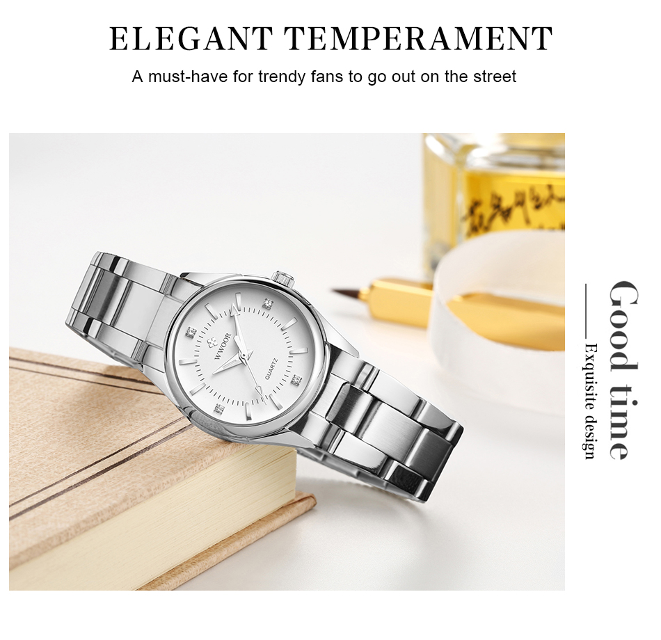 Wwoor Waterproof Women's Watch Top Brand Diamond Ladies Watch Stainless ...