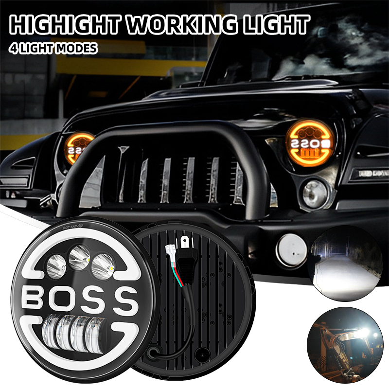 1pcs Car LED Work Light Round 7 Inch Spotlight Combo for Off-Road SUV ...