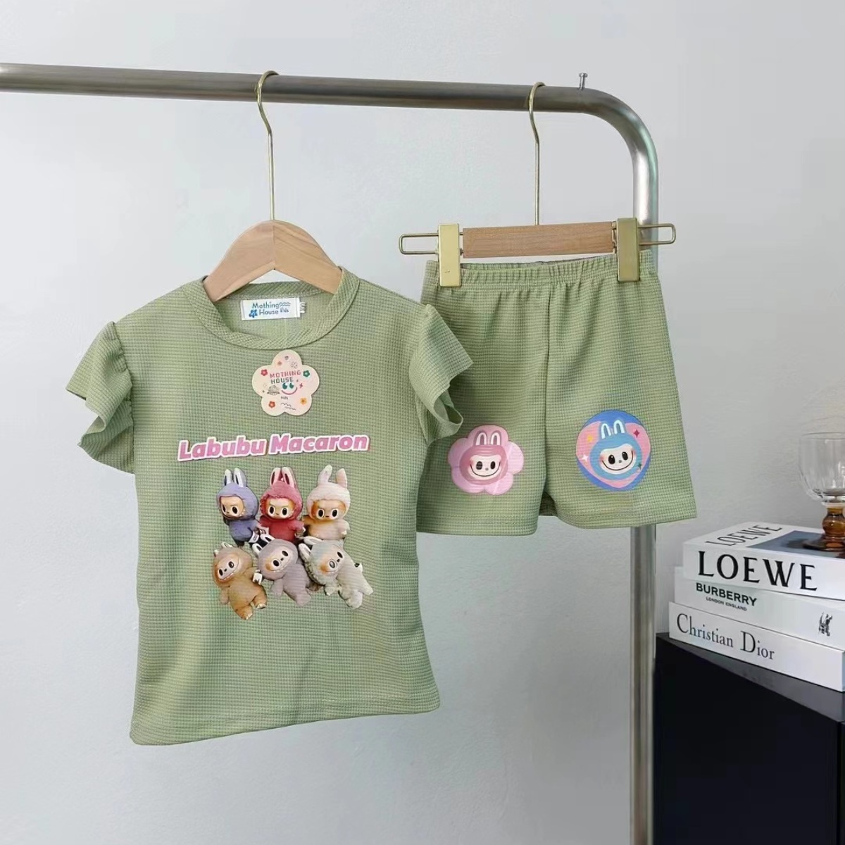 【Beryl kids】Girls suit T-sleeve shorts cute cartoon labubu style pants ...