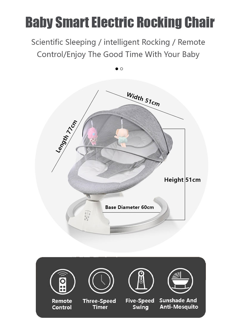 Newborn Baby Auto Swing Leaf Bouncer Mosquito Net Tent Automatic Remote ...