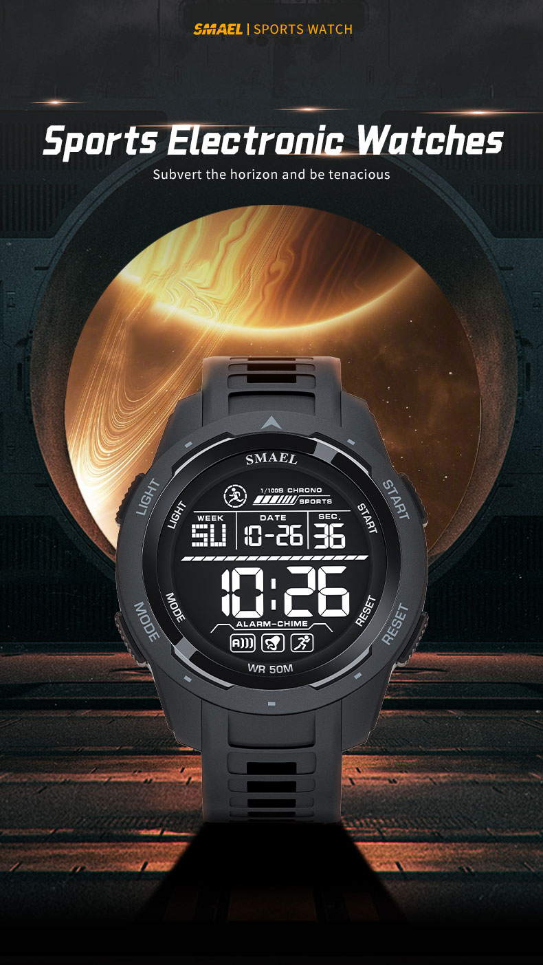 SMAEL Men's Waterproof Multifunctional Sports Watch TPU Strap LED ...