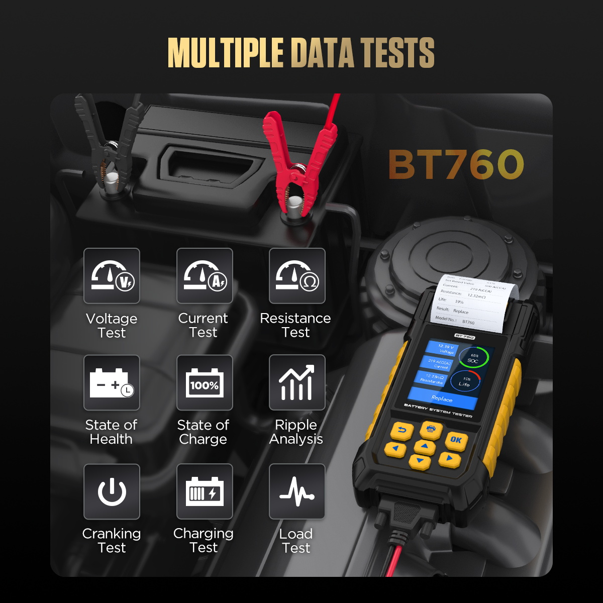 AUTOOL BT760 Battery tester 12V&24V cca:30-2000 automobile battery test ...