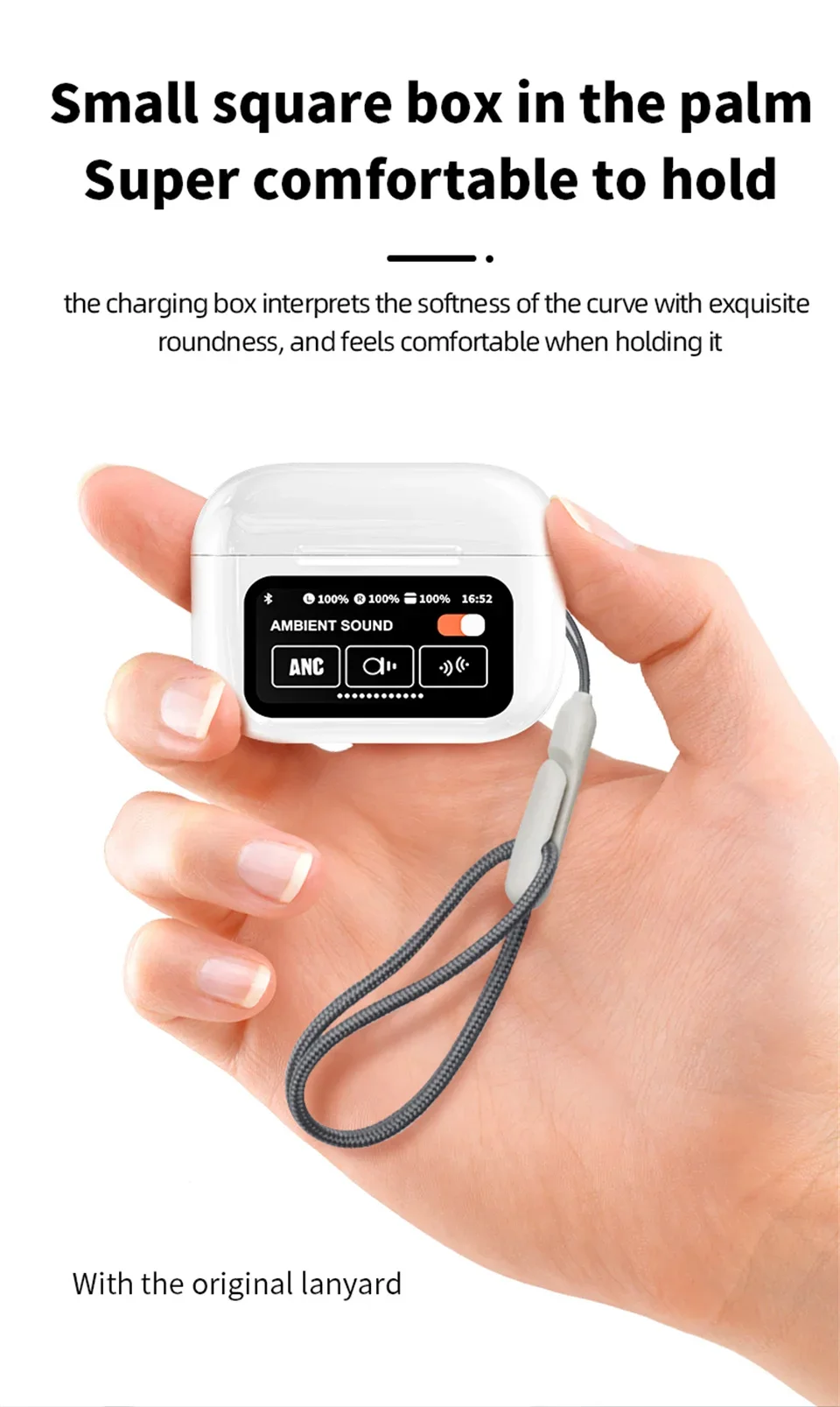 Smart Screen Earphones Wireless Bluetooth Headset ANC Noise Reduction ...