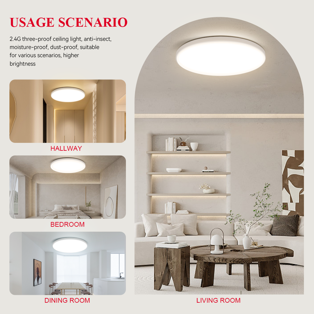 Led Ceiling Light 3 Colors Modern Ceiling Lamp 18W/30W/40W/50W Living ...