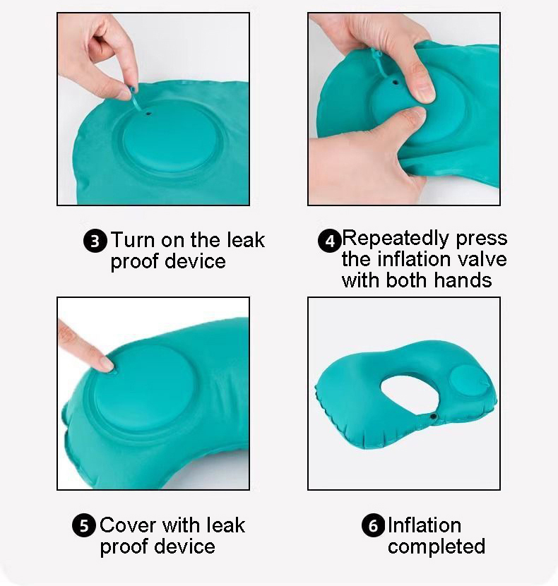 U-shaped Travel Pillow Inflatable Press Pump Flocked Neck Pillows Rest ...
