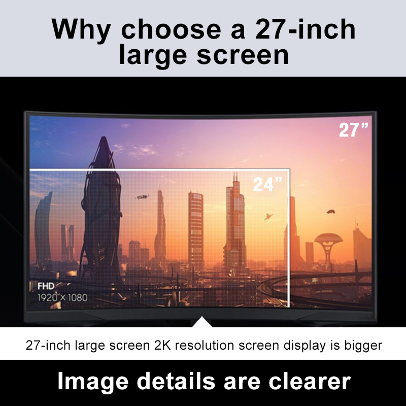 PC Monitor curved 4k 24/27 Inch ips Curved Monitor Gaming 75HZ Wiht ...