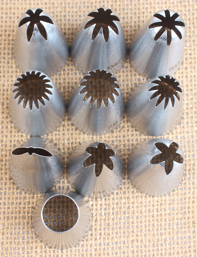 Medium-sized decoration nozzle 10-piece set combination stainless steel ...