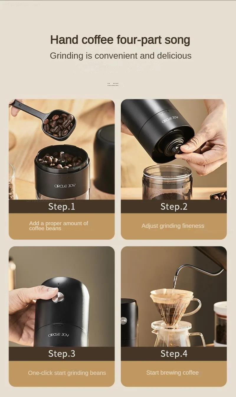 Xiaomi CIRCLE JOY Electric Coffee Bean Grinder Wireless Portable Full Automatic Waterproof Easy ...