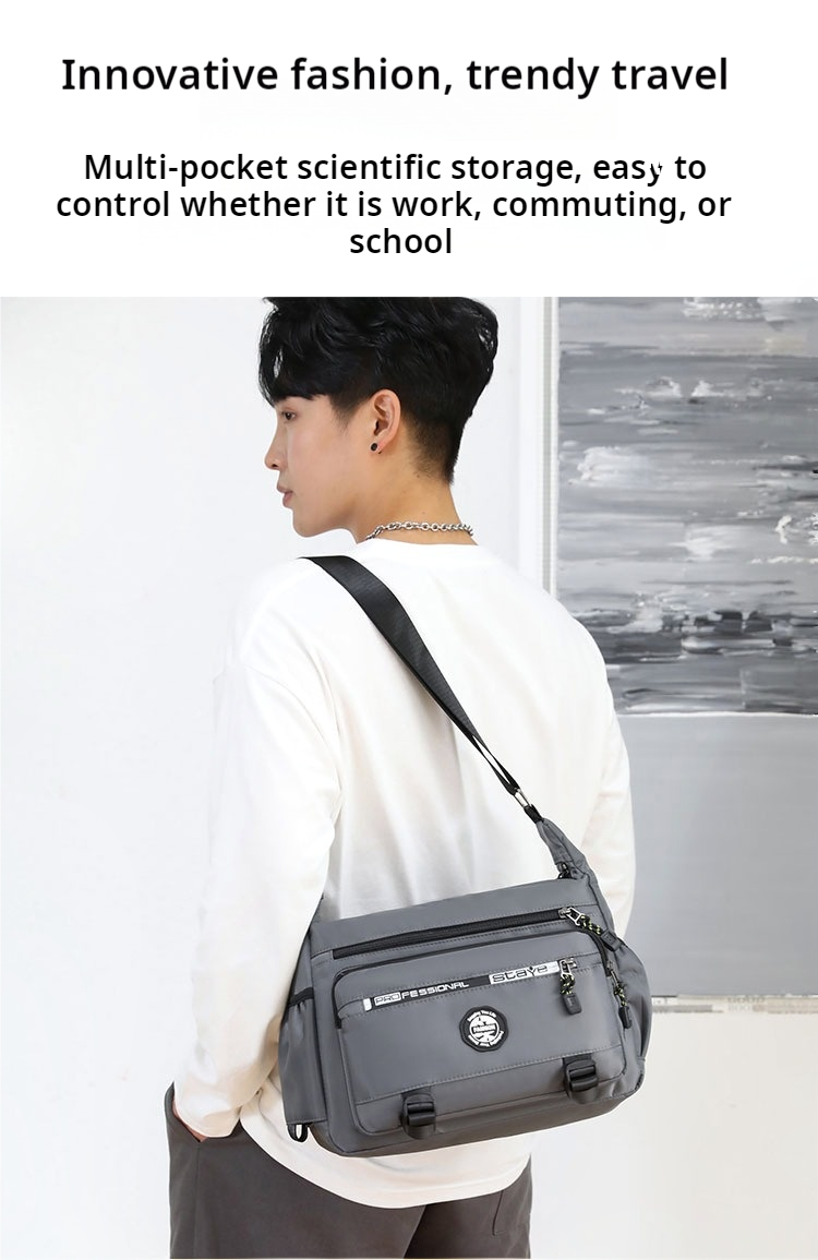 Large capacity men's bag shoulder bag multi-pocket crossbody bag men's ...