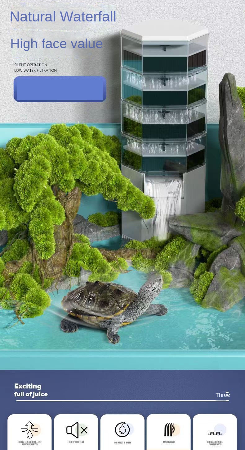 Turtle Tank Filter Low Water Level Waterfall Type Dung Suction ...