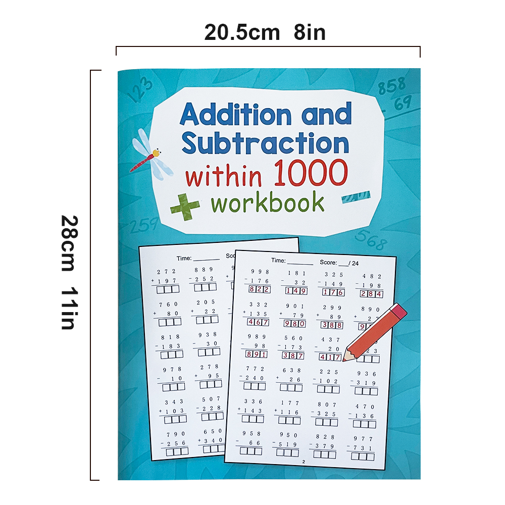 32 Pages Math Arithmetic Workbook Addition & Subtraction within 1000 ...