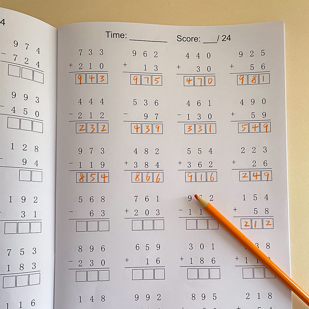 32 Pages Math Arithmetic Workbook Addition & Subtraction within 1000 ...