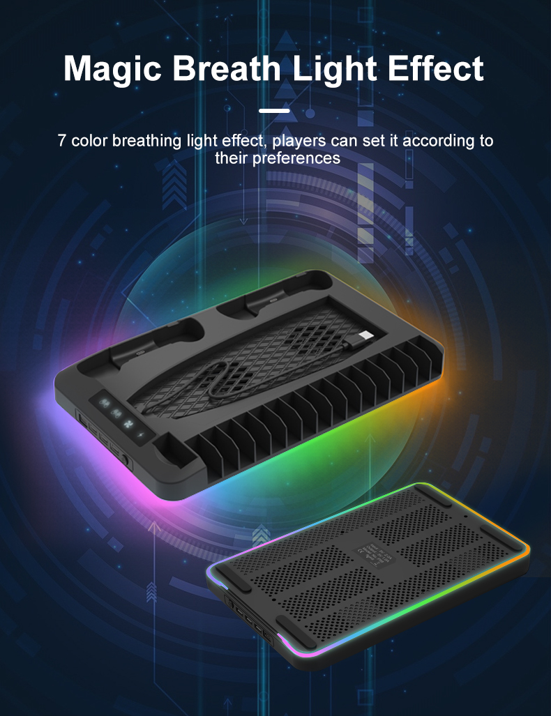 PS5 console universal multifunctional cooling fan base 7 color lighting ...