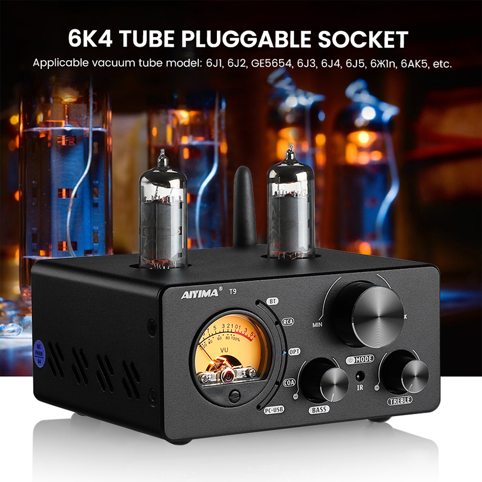 AIYIMA T9 Audio Bluetooth 5.0 Vacuum Tube Amplifier USB DAC Stereo ...